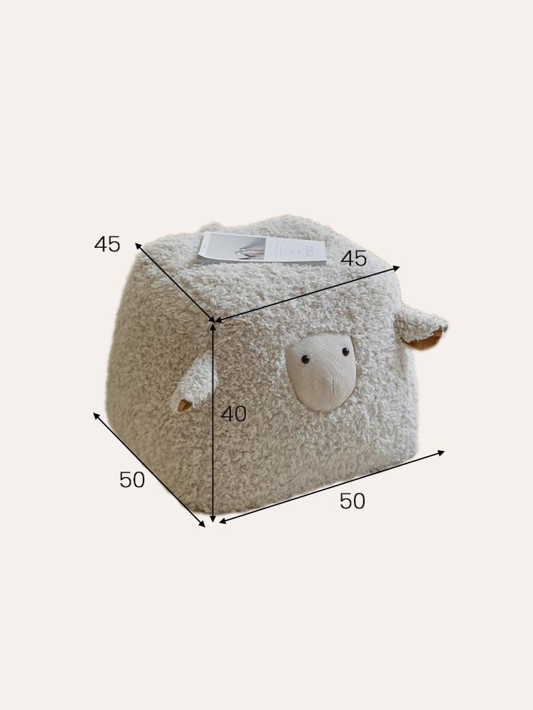 Cream White Wool Sheep-shaped Pouf Cover – NabisFabric