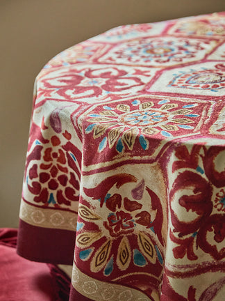 Rectangular Red Boho Decorative Event Tablecloth – NabisFabric