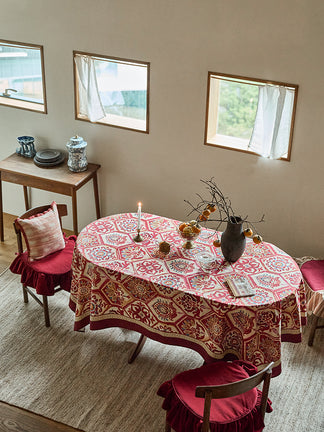 Rectangular Red Boho Decorative Event Tablecloth – NabisFabric