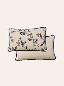 Black and White Velvet Spring Magnolia Embroidery Pillow Cover ...