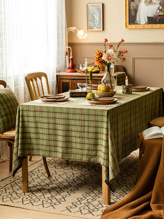 Rectangular Cotton Green Modern Gingham Custom Event Tablecloth ...