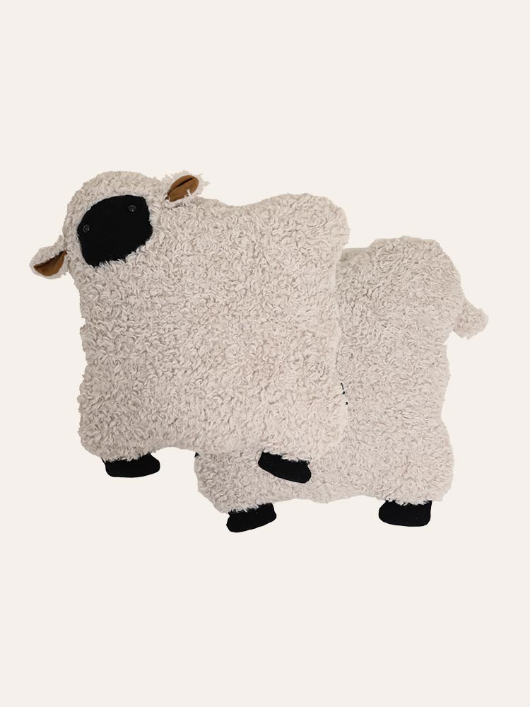 Cream White Wool Cute Knitted Sheep Pillow – NabisFabric