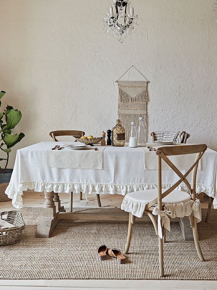 Rectangular Linen Cream Modern Washable Wedding Tablecloth – NabisFabric