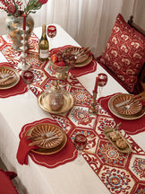 Cassius Geometric Custom Red Table Runner – NabisFabric